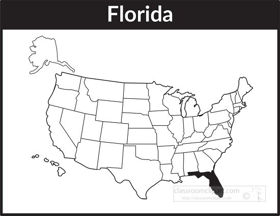 florida map square black white clipart - Classroom Clip Art