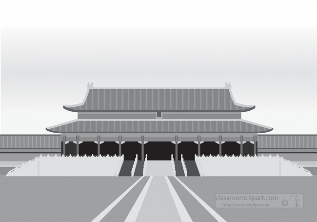 forbidden city ancient china gray color clipart - Classroom Clip Art