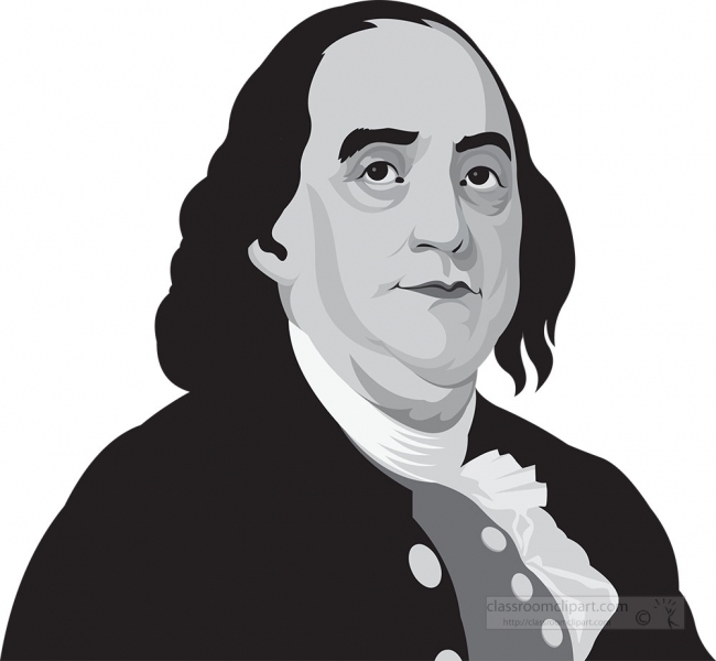 founding father ibenjamin franklin gray color clipart - Classroom Clip Art