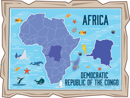 Africa Clipart-framed illustration african continent with map of ...