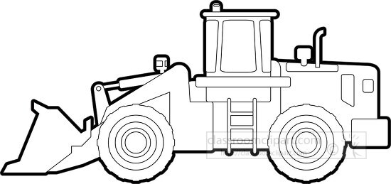 Transportation Outline Clipart-front loader printable black outline clipart