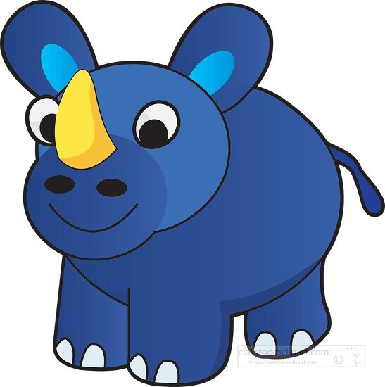 Rhinoceros Clipart-funny blue rhinoceros childrens animal cartoon ...