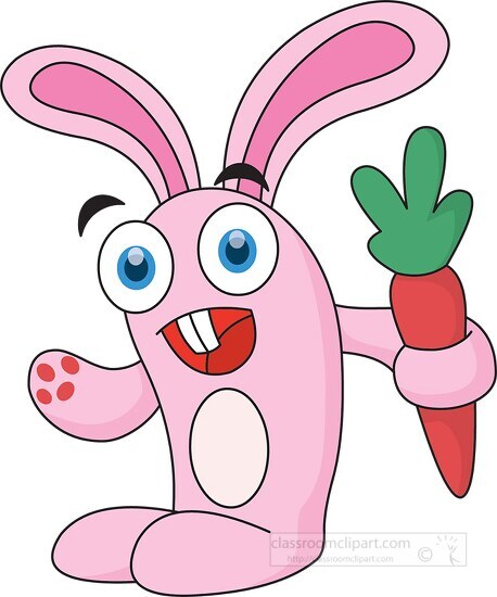 funny looking rabbit holding carrot clipart - Classroom Clip Art