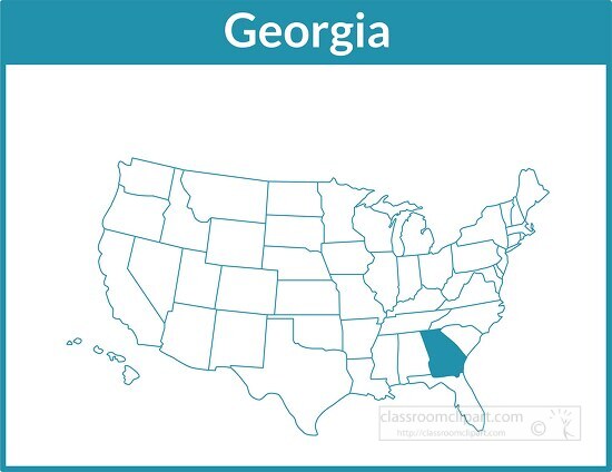 georgia map square color outline clipart - Classroom Clip Art