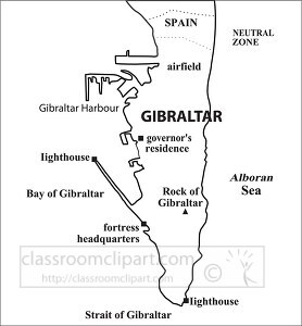 Free Gibraltar country map black white - Classroom Clipart