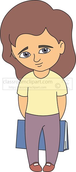 girl afraid due to incomplete home work - Classroom Clip Art