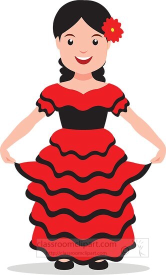 girl in national costume spain clipart - Classroom Clip Art