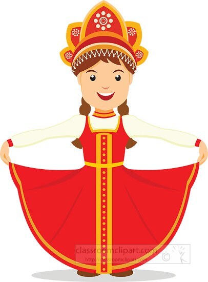 girl in russian traditional costume russia clipart - Classroom Clip Art