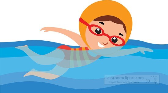 Water Sports Clipart-girl practicing essential swimming skills in the pool