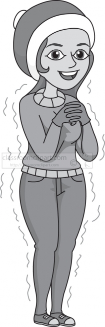 girl shivering winter gray color clipart - Classroom Clip Art