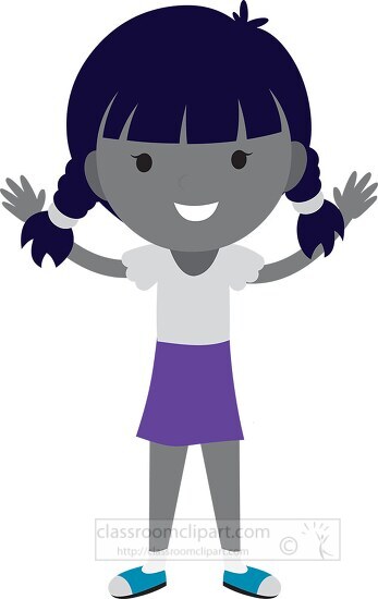 Free girl with arms wide open gray color clipart - Classroom Clipart