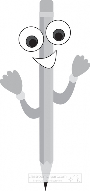 goofy looking cartoon color pencil with big eyes gray color clip ...