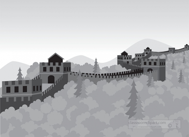 great wall of china ancient china gray color clipart - Classroom Clip Art