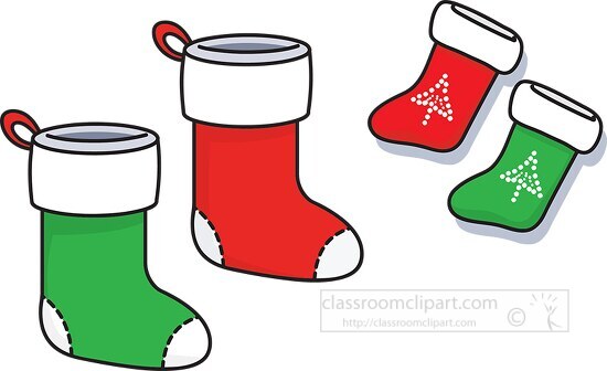 green red christmas stockings - Classroom Clip Art