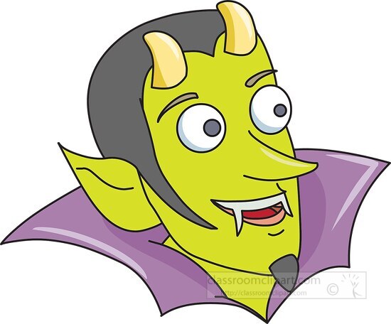 halloween green monster vampire face clipart - Classroom Clip Art
