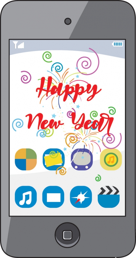 happy new year message on phone clipart 2.eps - Classroom Clip Art