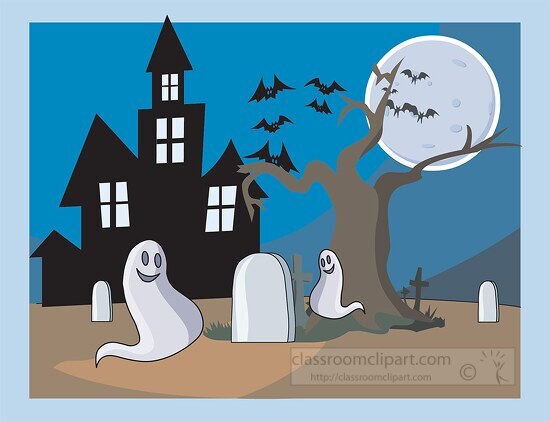 haunted house ghosts surrounded by ghosts clipart - Classroom Clip Art
