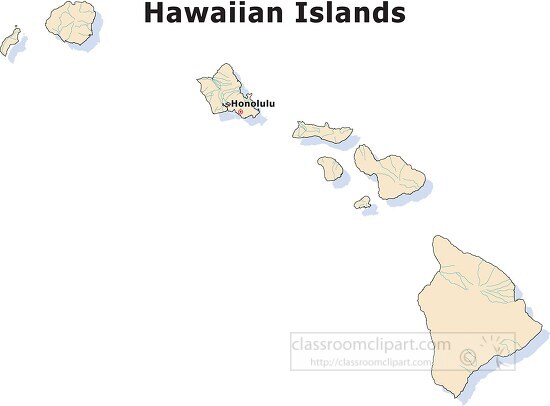 US State Maps Clipart - Hawaii state large usa map clipart