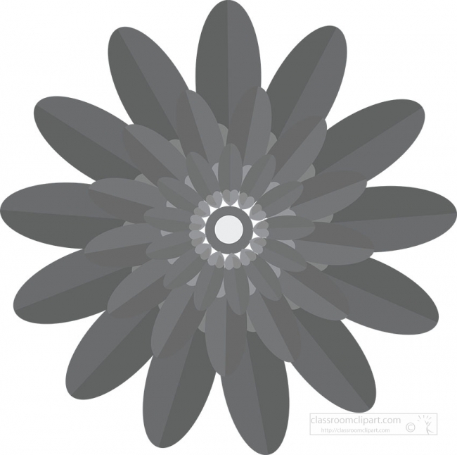 heart shaped single large flower gray color clipart - Classroom Clip Art