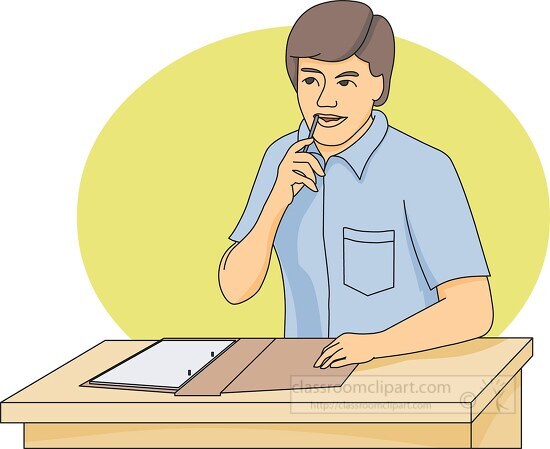 School Clipart - high school student with notebook