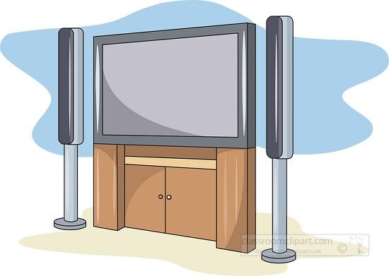 Free home entertainment center with speakers on stands clipart ...