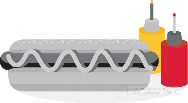 hot dog with ketchup mustard gray color clipart - Classroom Clip Art