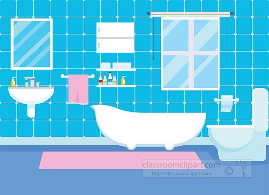 illustration of bathroom interior vector clipart - Classroom Clip Art
