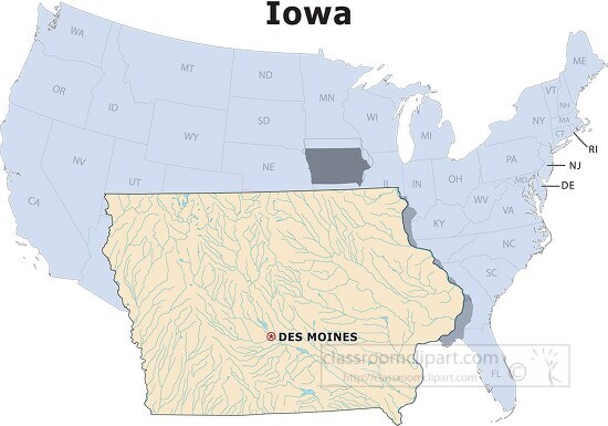 Iowa state large usa map clipart - Classroom Clip Art
