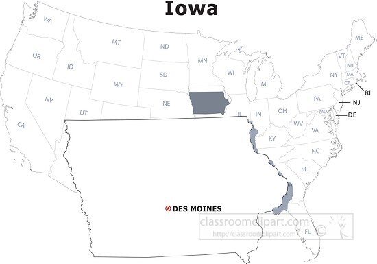 IOWA usa state black outline clipart - Classroom Clip Art