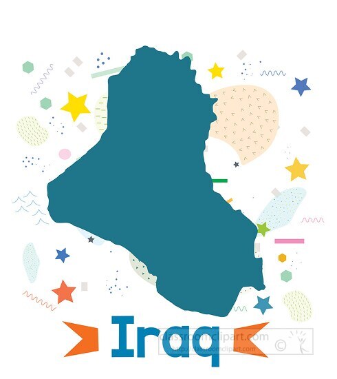 iraq illustrated stylized map - Classroom Clip Art
