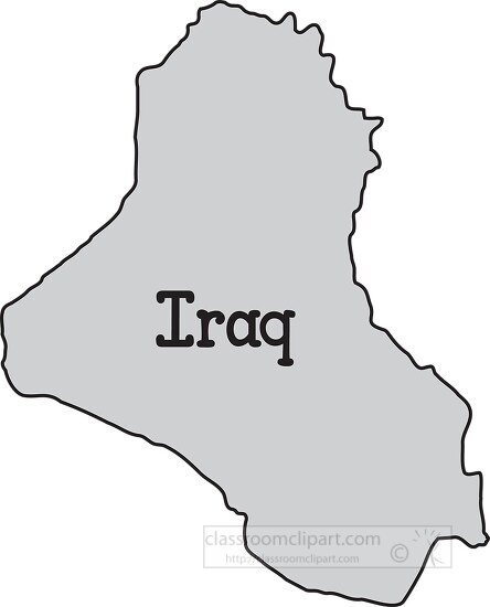 iraq map gray - Classroom Clip Art