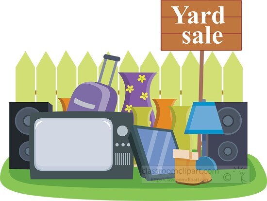 items out on display for yard sale clipart - Classroom Clip Art