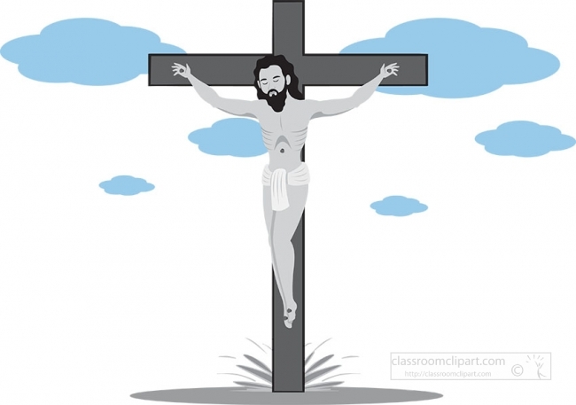 jesus on the cross christian religion gray color clipart - Classroom ...
