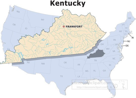 Kentucky state large usa map clipart - Classroom Clip Art