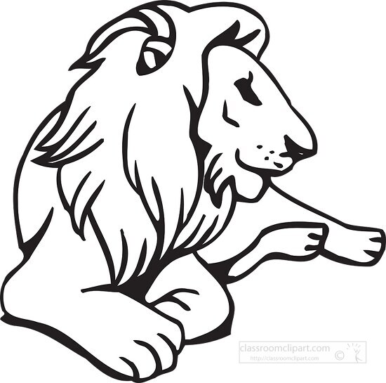 Lion Clipart-lion resting on side outline clipart