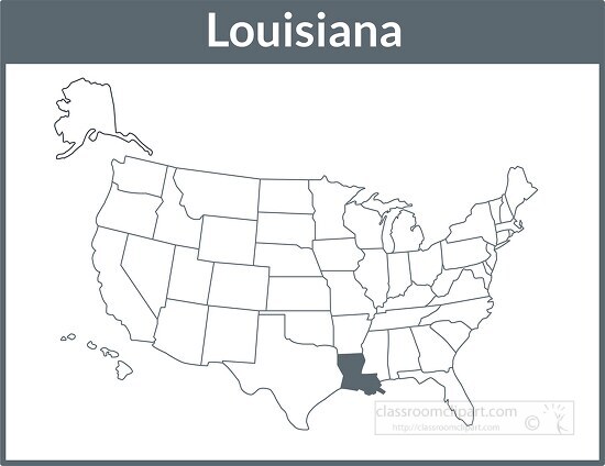 louisiana map square color outline clipart - Classroom Clip Art