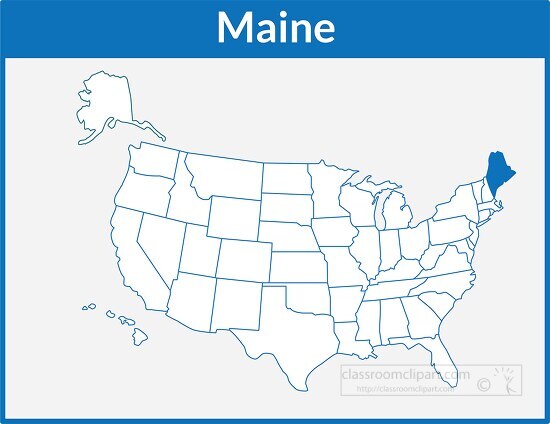 us map state maine square clipart image - Classroom Clip Art