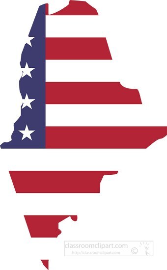 Free maine map with american flag - Classroom Clipart