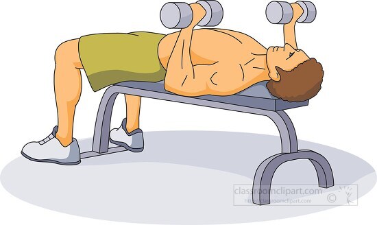 man performs fitness exercise bench - Classroom Clip Art