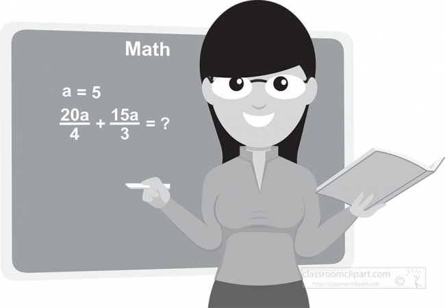 math teacher teaching math in the classroom gray color clipart ...