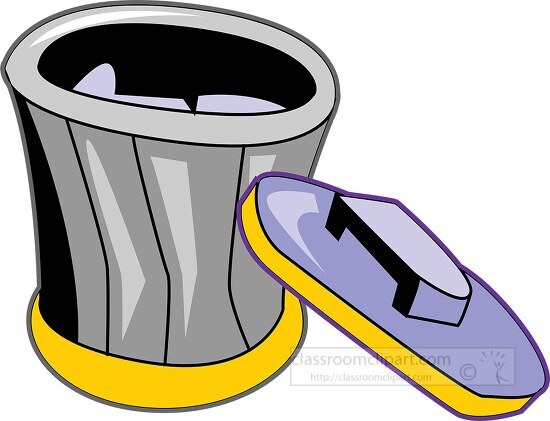 metal garbage can with lid on side - Classroom Clip Art