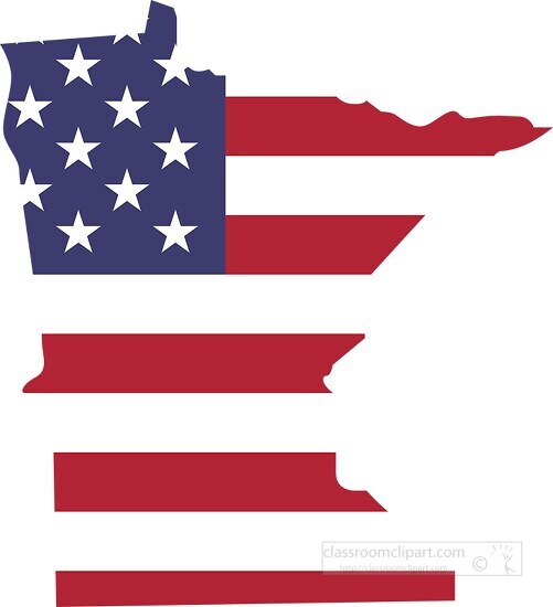 Free minnesota map with american flag overlay - Classroom Clipart