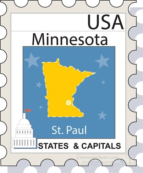 Free minnesota state map capital st paul stamp style clipart ...