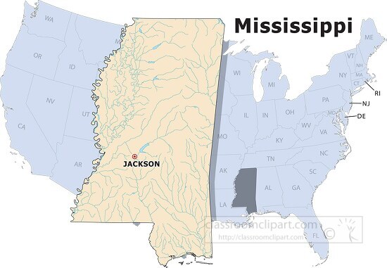 Mississippi state large usa map clipart - Classroom Clip Art