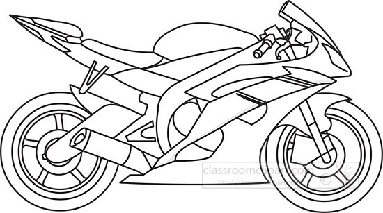 motorcycle 02 outline - Classroom Clip Art