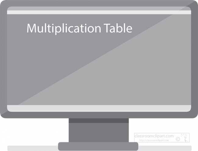 multiplication table on computer screen gray color clipart - Classroom ...