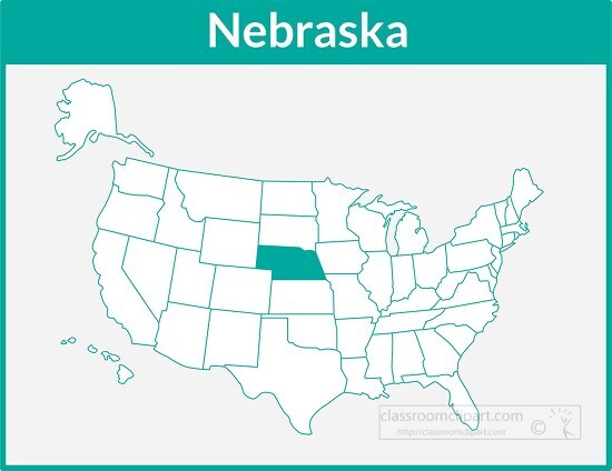 nebraska map square color outline clipart - Classroom Clip Art