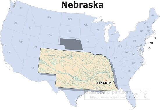 Nebraska state large usa map clipart - Classroom Clip Art