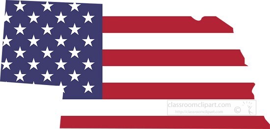 Free nebraska state map with american flag - Classroom Clipart
