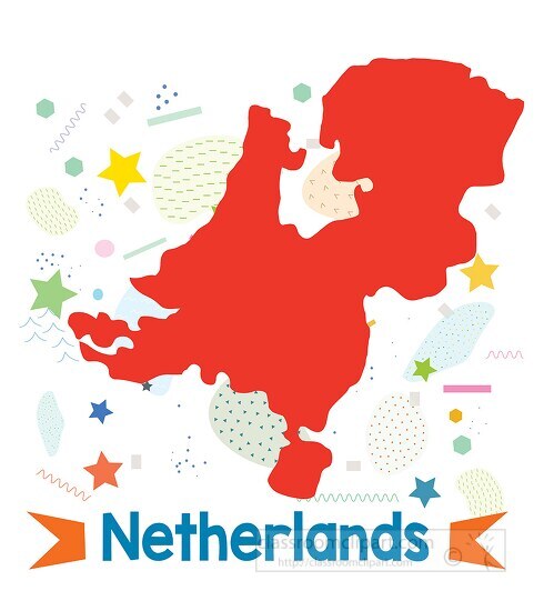 netherlands illustrated stylized map - Classroom Clip Art